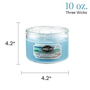 CANDLE-LITE Ocean Blue Mist Scent 3-Wick Aromatherapy Candle with 20-40 Hours of Burn Time, 10 oz