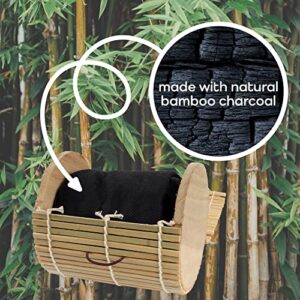 BambooMN Granulated Bamboo Charcoal Odor Absorber Bag in Decorative 4" Green Cylinder, 2 Sets