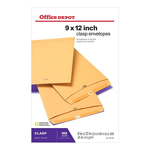 Office Depot® Brand Clasp Envelopes, 9" x 12", Brown, Box of 100