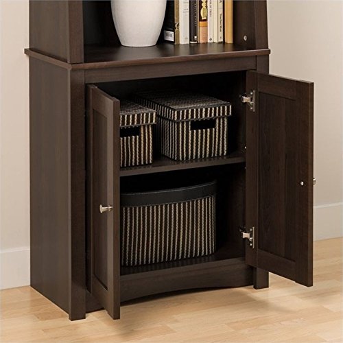 PREPAC Espresso Tall Slant-Back Bookcase with 2 Shaker Doors