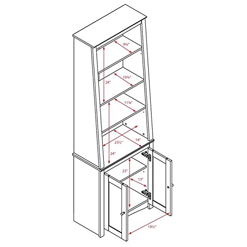 PREPAC Espresso Tall Slant-Back Bookcase with 2 Shaker Doors