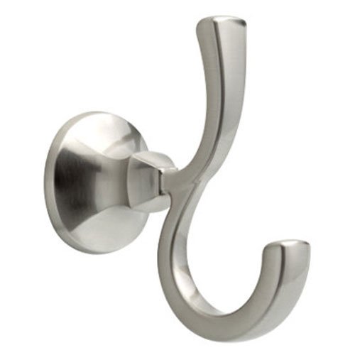 Delta Faucet Mandara Double Towel Hook, SpotShield Brushed Nickel , Bathroom Accessories, 76235-BN