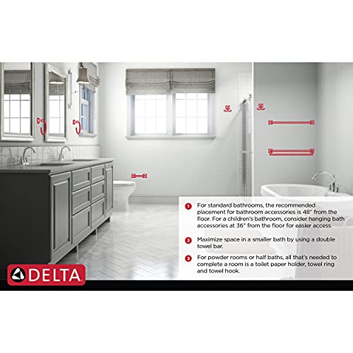 Delta Faucet Mandara Double Towel Hook, SpotShield Brushed Nickel , Bathroom Accessories, 76235-BN