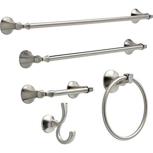 Delta Faucet Mandara Double Towel Hook, SpotShield Brushed Nickel , Bathroom Accessories, 76235-BN