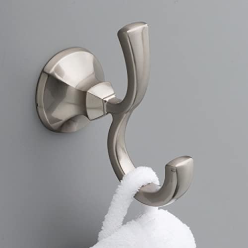 Delta Faucet Mandara Double Towel Hook, SpotShield Brushed Nickel , Bathroom Accessories, 76235-BN