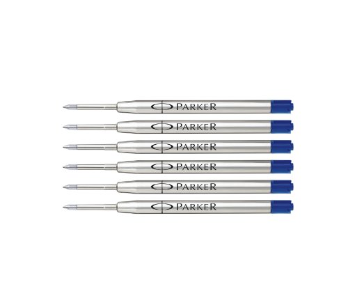 Parker Ball Point Pen Refills, Medium Point, Blue Ink, 6/Pack (3032631)