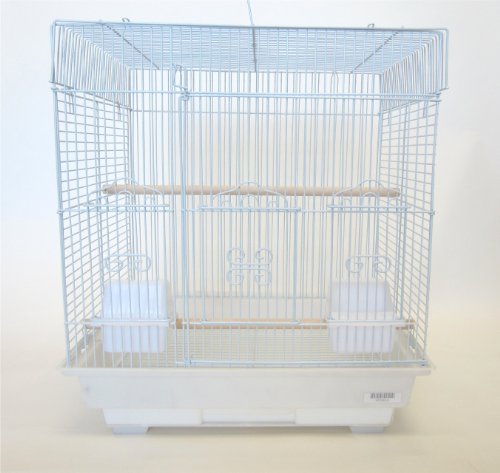 YML 3/8-Inch Bar Spacing SquareTop Small Bird Cage, 18-Inch by 14-Inch, White