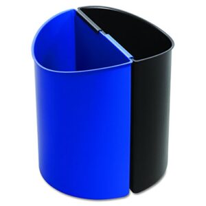 safco products desk-side recycling trash can 9794bb, black and blue, latching receptacles, 3 gallons each, value-priced (9927bb)