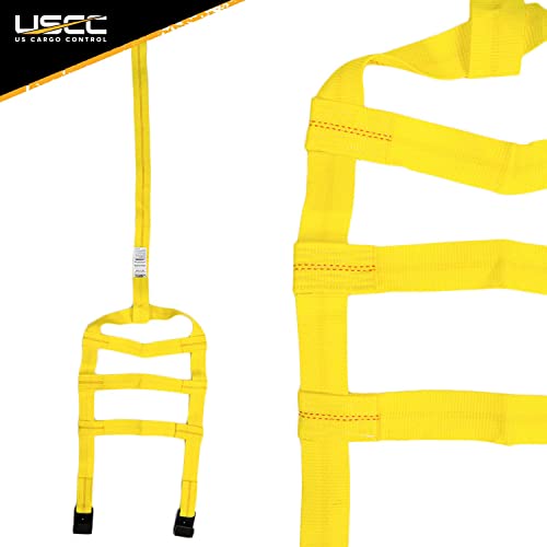 US Cargo Control Tow Dolly Basket Strap, Yellow Car Dolly Strap with Flat Hook End Fittings, Great for Tow Dolly Car Hauling, Fits Most 14-17 Inch Wheels, 3,333 Pound Working Load Limit