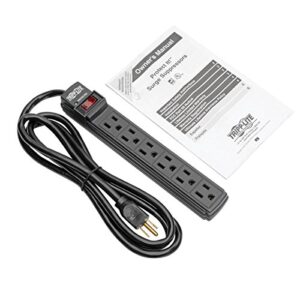 Tripp Lite 6 Outlet Surge Protector Power Strip, 6ft Cord, Black, $10,000 INSURANCE (TLP6B)