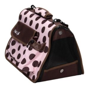 PET LIFE Folding Zippered Casual Airline Approved Fashion Travel Pet Dog Carrier with Bottle Holder, Medium, Plaid