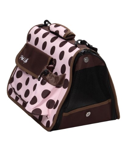 PET LIFE Folding Zippered Casual Airline Approved Fashion Travel Pet Dog Carrier with Bottle Holder, Medium, Plaid