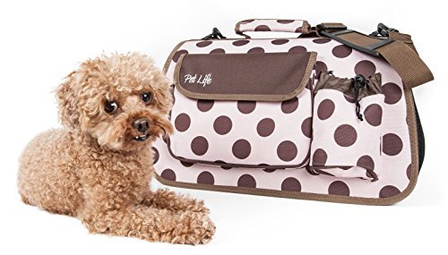 PET LIFE Folding Zippered Casual Airline Approved Fashion Travel Pet Dog Carrier with Bottle Holder, Medium, Plaid