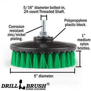 Construction Tools - Medium Scrub Brush - Threaded - 5/16 x 24 - fits Electric - Cordless - Air Pneumatic - Variable Speed - Dual Action - Orbital - Rotary - Buffer - Polisher – Machine