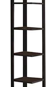 King's Brand Wood Wall Corner 5-Tier Bookshelf Case, Espresso Finish