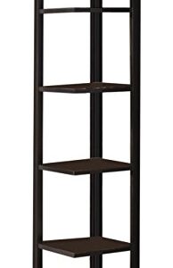 King's Brand Wood Wall Corner 5-Tier Bookshelf Case, Espresso Finish