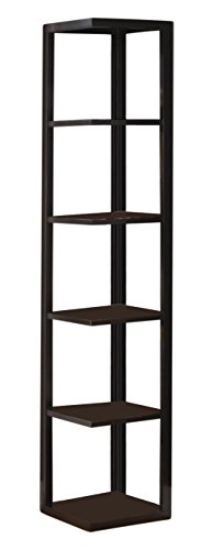 King's Brand Wood Wall Corner 5-Tier Bookshelf Case, Espresso Finish