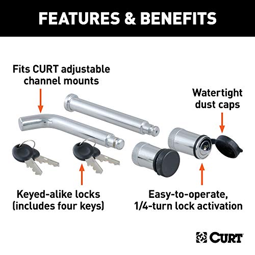 CURT 23556 Lock Set for Adjustable Channel Mounts, Silver