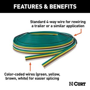 CURT 57001 Bonded Trailer Wiring, 25-Foot Spool, 4 Pin Trailer Wiring