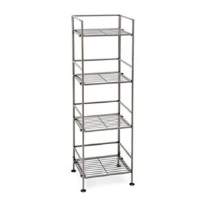 seville classics iron slat tower shelving, 4-tier (pewter)