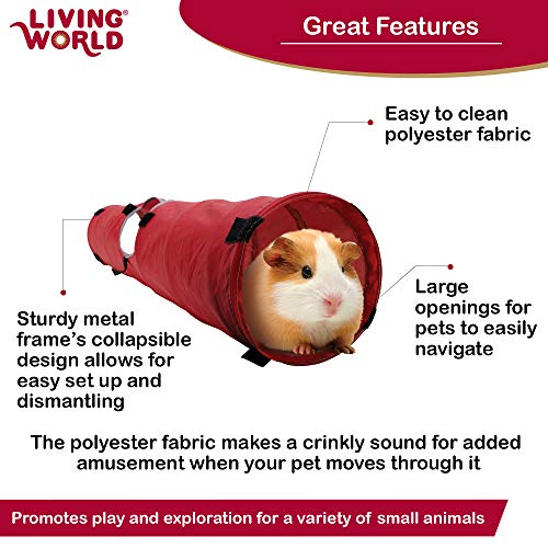 Living World Pet Tunnel, Red/Grey