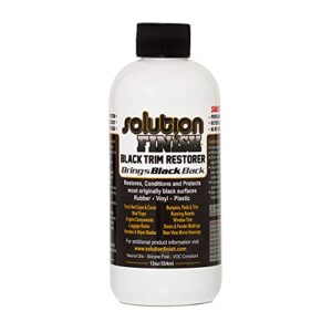 solution finish - black plastic & vinyl trim restorer - use for car and truck detailing, no wet look, instantly revives color to trim, bumpers, mud flaps, etc., black (12 oz)