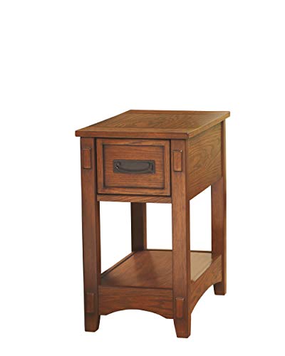 Signature Design by Ashley Breegin New Traditional Wooden Chair Side End Table with 1 Drawer and 1 Fixed Shelf, Brown