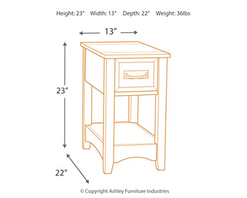 Signature Design by Ashley Breegin New Traditional Wooden Chair Side End Table with 1 Drawer and 1 Fixed Shelf, Brown