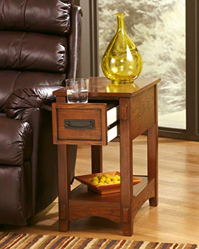 Signature Design by Ashley Breegin New Traditional Wooden Chair Side End Table with 1 Drawer and 1 Fixed Shelf, Brown