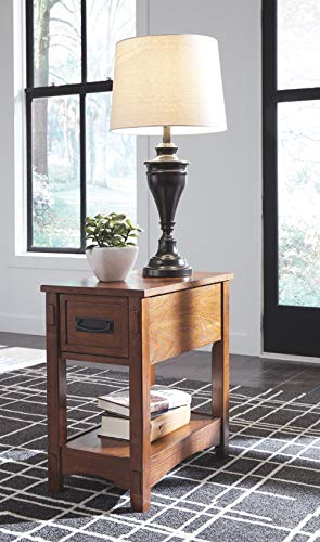 Signature Design by Ashley Breegin New Traditional Wooden Chair Side End Table with 1 Drawer and 1 Fixed Shelf, Brown