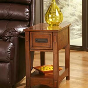 Signature Design by Ashley Breegin New Traditional Wooden Chair Side End Table with 1 Drawer and 1 Fixed Shelf, Brown