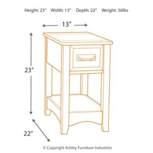 Signature Design by Ashley Breegin New Traditional Wooden Chair Side End Table with 1 Drawer and 1 Fixed Shelf, Brown