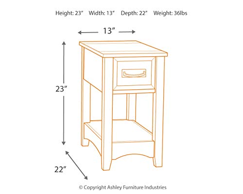 Signature Design by Ashley Breegin New Traditional Wooden Chair Side End Table with 1 Drawer and 1 Fixed Shelf, Brown