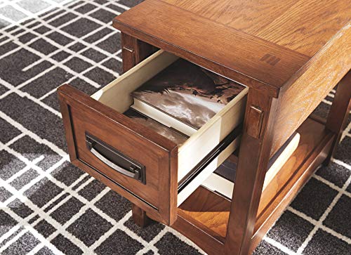 Signature Design by Ashley Breegin New Traditional Wooden Chair Side End Table with 1 Drawer and 1 Fixed Shelf, Brown