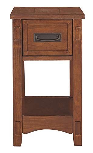 Signature Design by Ashley Breegin New Traditional Wooden Chair Side End Table with 1 Drawer and 1 Fixed Shelf, Brown