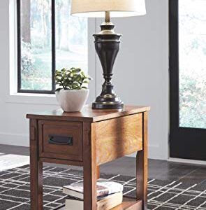 Signature Design by Ashley Breegin New Traditional Wooden Chair Side End Table with 1 Drawer and 1 Fixed Shelf, Brown