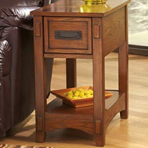 Signature Design by Ashley Breegin New Traditional Wooden Chair Side End Table with 1 Drawer and 1 Fixed Shelf, Brown