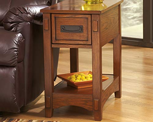 Signature Design by Ashley Breegin New Traditional Wooden Chair Side End Table with 1 Drawer and 1 Fixed Shelf, Brown