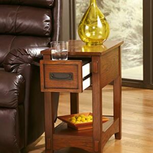 Signature Design by Ashley Breegin New Traditional Wooden Chair Side End Table with 1 Drawer and 1 Fixed Shelf, Brown