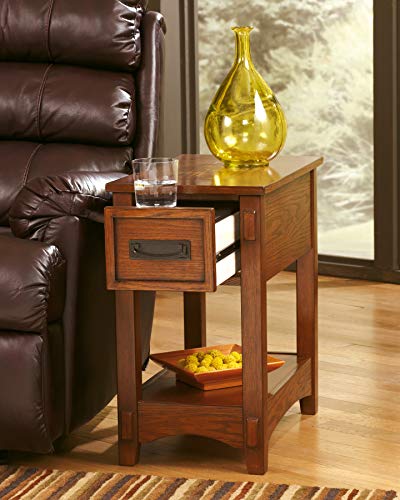 Signature Design by Ashley Breegin New Traditional Wooden Chair Side End Table with 1 Drawer and 1 Fixed Shelf, Brown