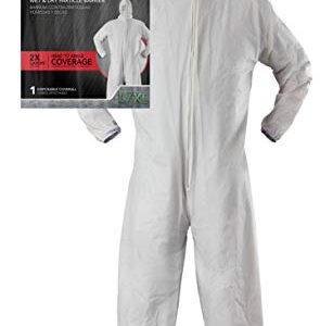 Venom Steel Disposable Heavy Duty Coverall, Hooded with Elastic Wrist and Ankles, L/XL Size, White