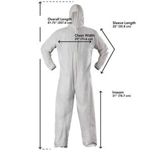 Venom Steel Disposable Heavy Duty Coverall, Hooded with Elastic Wrist and Ankles, L/XL Size, White