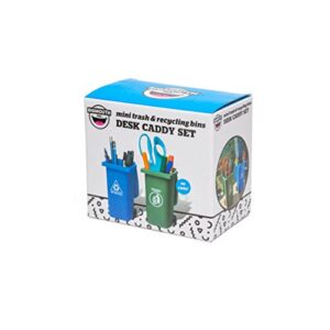 BigMouth Inc. Mini Trash Can and Recycle Can Desk Set, Novelty Office Desk Accessories with Closable Tops and Real Wheels