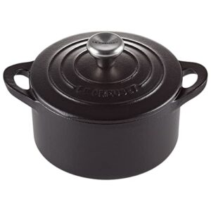 le creuset enameled cast iron mini cocotte with lid, 1/3 qt., licorice, black