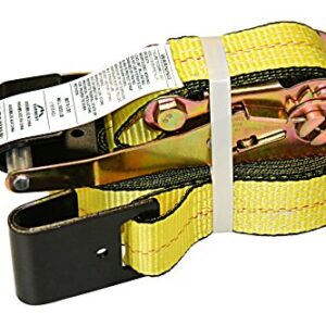 Everest - S1022 Premium Ratchet Tie Down 1 PK 2 IN. X 27 FT 3333 LBS. Working Load 10000 LBS. Break Strength Flat-Hook Cargo Straps Perfect for Moving Appliances, Lawn Equipment and Motorcycles, Vibrant Everest Yellow