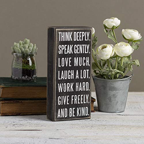 Primitives by Kathy 17037 Classic Box Sign, 4 x 9-Inches, Think Deeply