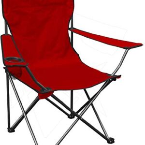 Quik Shade Chair Portable Folding Chair with Arm Rest Cup Holder and Carrying and Storage Bag, Red (146115)