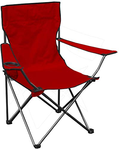 Quik Shade Chair Portable Folding Chair with Arm Rest Cup Holder and Carrying and Storage Bag, Red (146115)