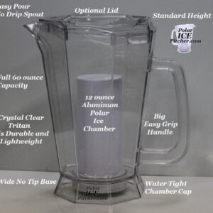 Polar ICE Pitcher with Aluminum Polar ICE Chamber (Crystal Clear/Brushed Aluminum Ice Chamber)