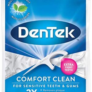 DenTek Comfort Clean Floss Picks for Sensitive Teeth, Soft and Silky Ribbon, 90 count Each (Pack of 1)